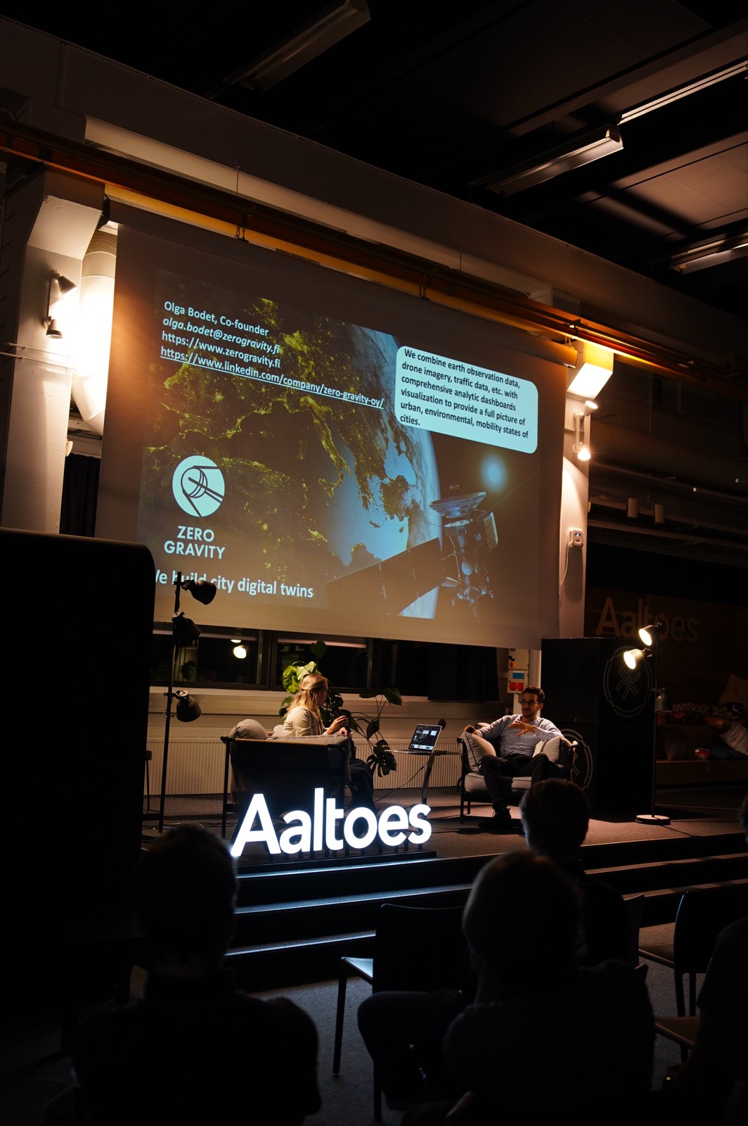 Talk about satellite data and smart city at Aaltoes – Zero Gravity